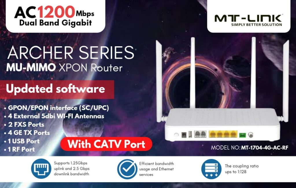 MT-1704-4G-AC-RF ARCHER SERIES WITH CATV GPON ONU AC1200MBPS DUAL BAND ...