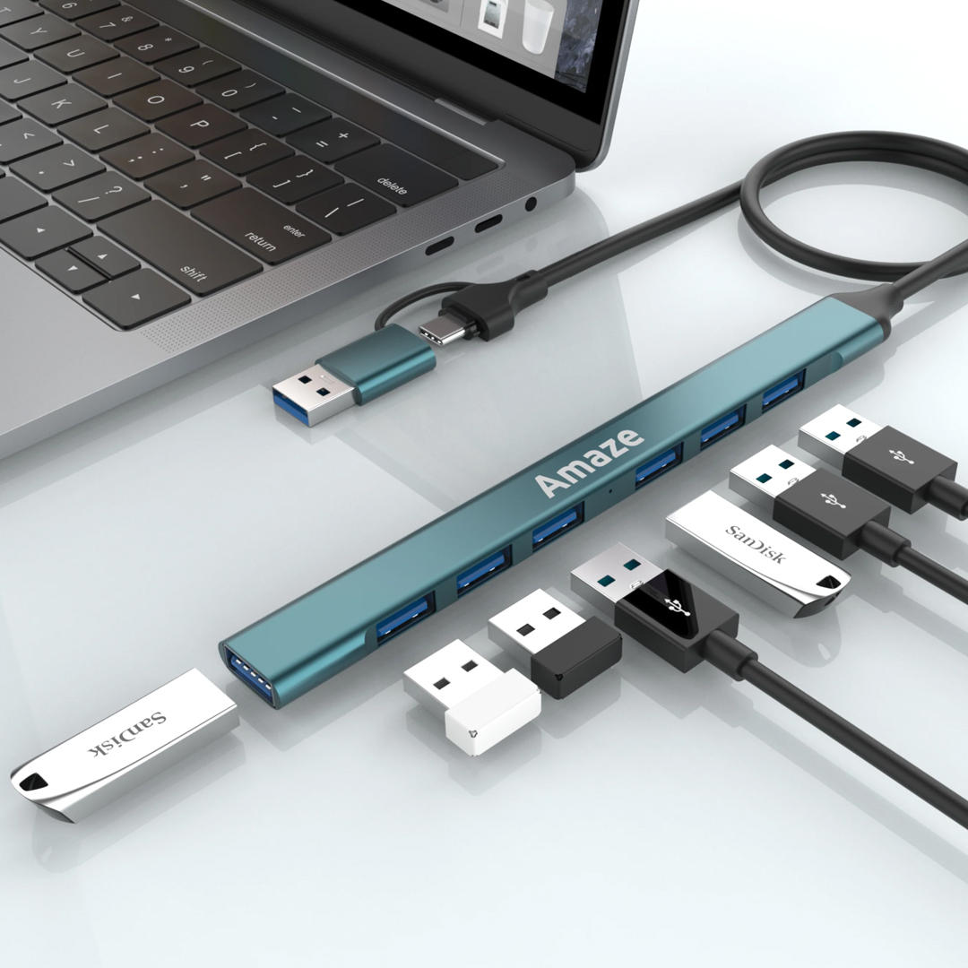 AMAZE A307 USB + TYPE-C 7-PORT USB 3.0 HUB - Computer Choice
