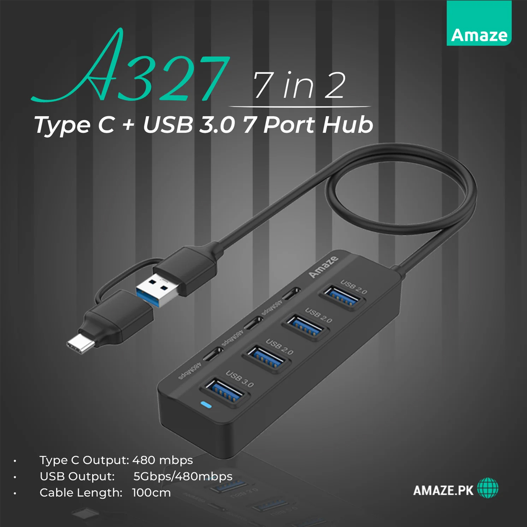 AMAZE A327 Type-C + USB 3.0 7 Ports HUB - Computer Choice
